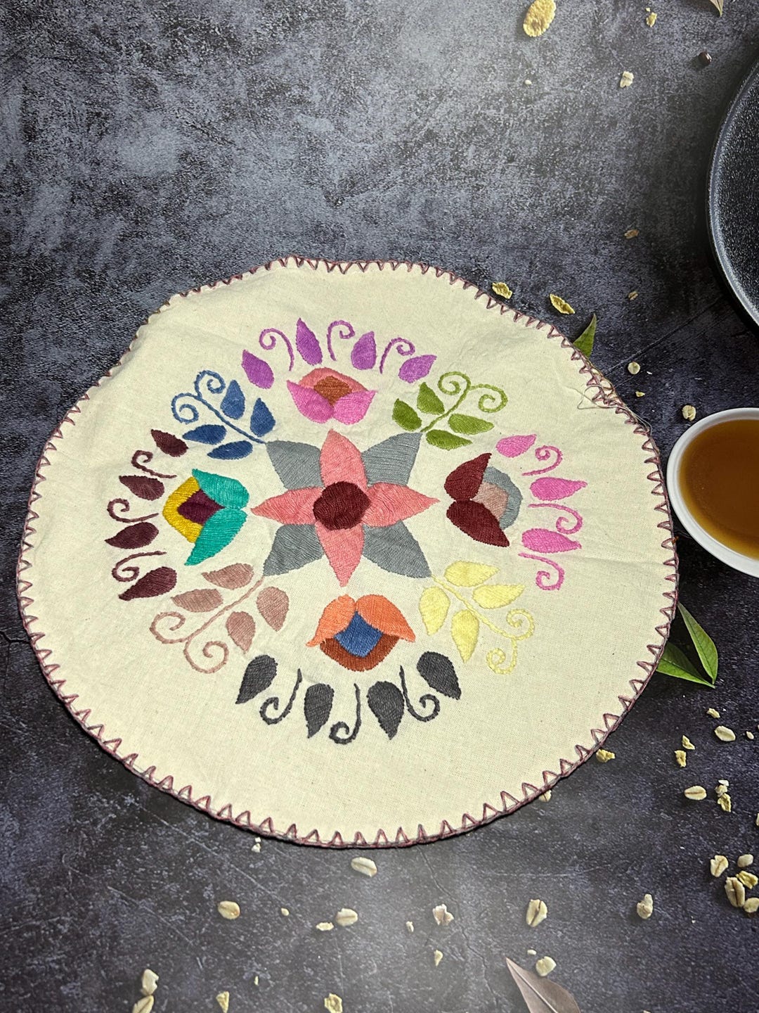 Colorful Artisan Tortilla Warmer With Floral Design, Handmade in ...