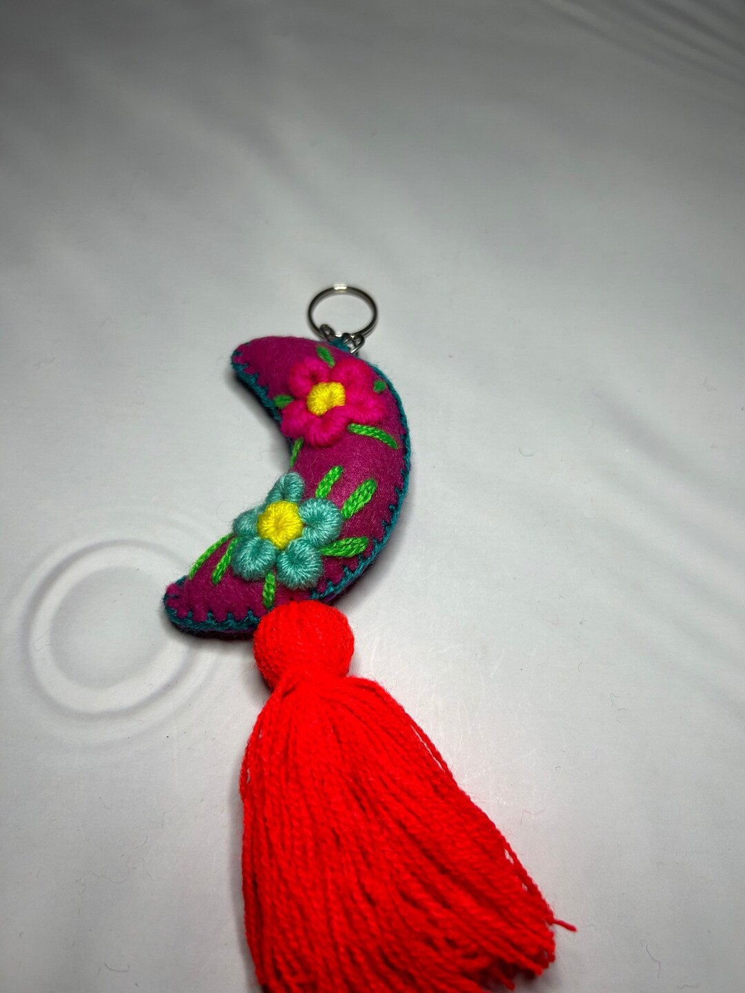 Mexican Moon Rococo Embroidered Keychain, Purse and Backpack Accessory ...