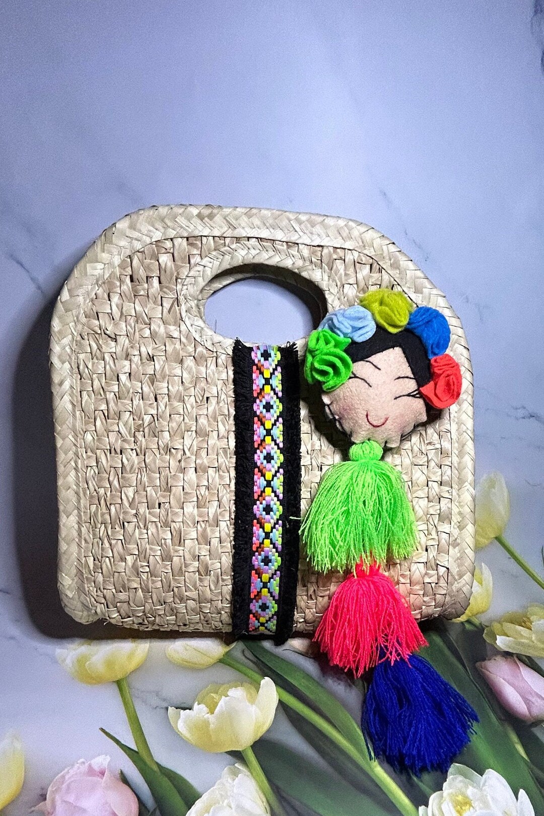 Palm Leaf Purse, Artisanal Mexican, Embroidered Strip Purse, Straw ...