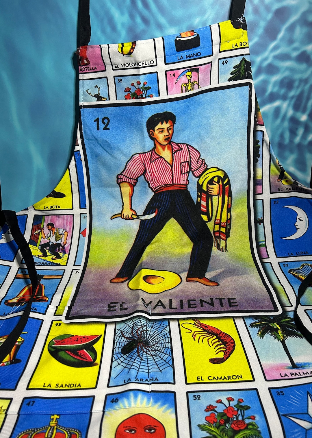 Mexican Loteria Apron, Kitchen Apron, Single Layer Apron, El Valiente ...
