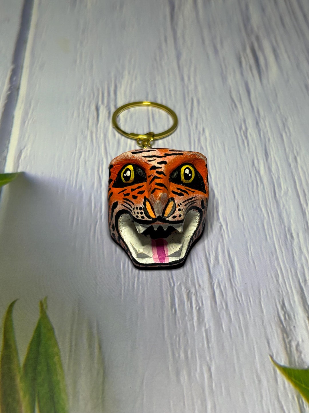 Handmade Wooden Jaguar Keychain: Oaxaca Artisan Painted Design - Etsy