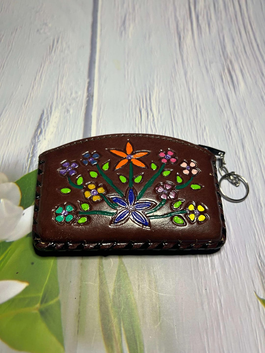 Mexican Leather Coin Bags, Small Coin Bags, Hand Painted, Artisan ...