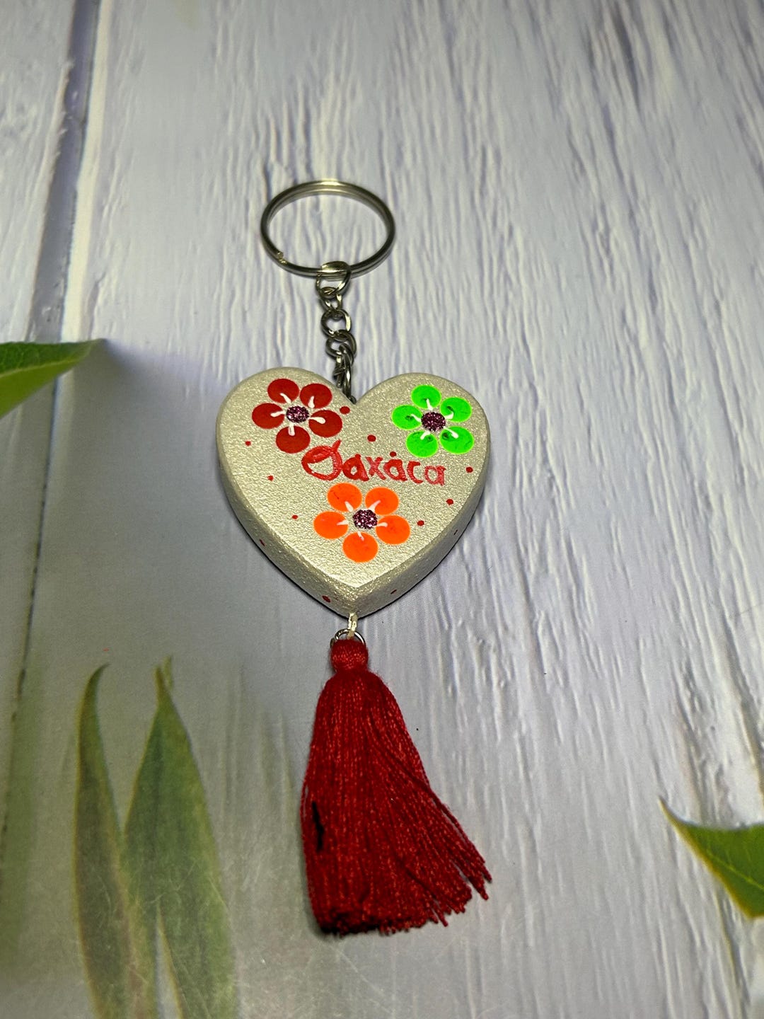Heart Wooden Keychains, Hand Painted, Artisan Keychains, Backpacks ...