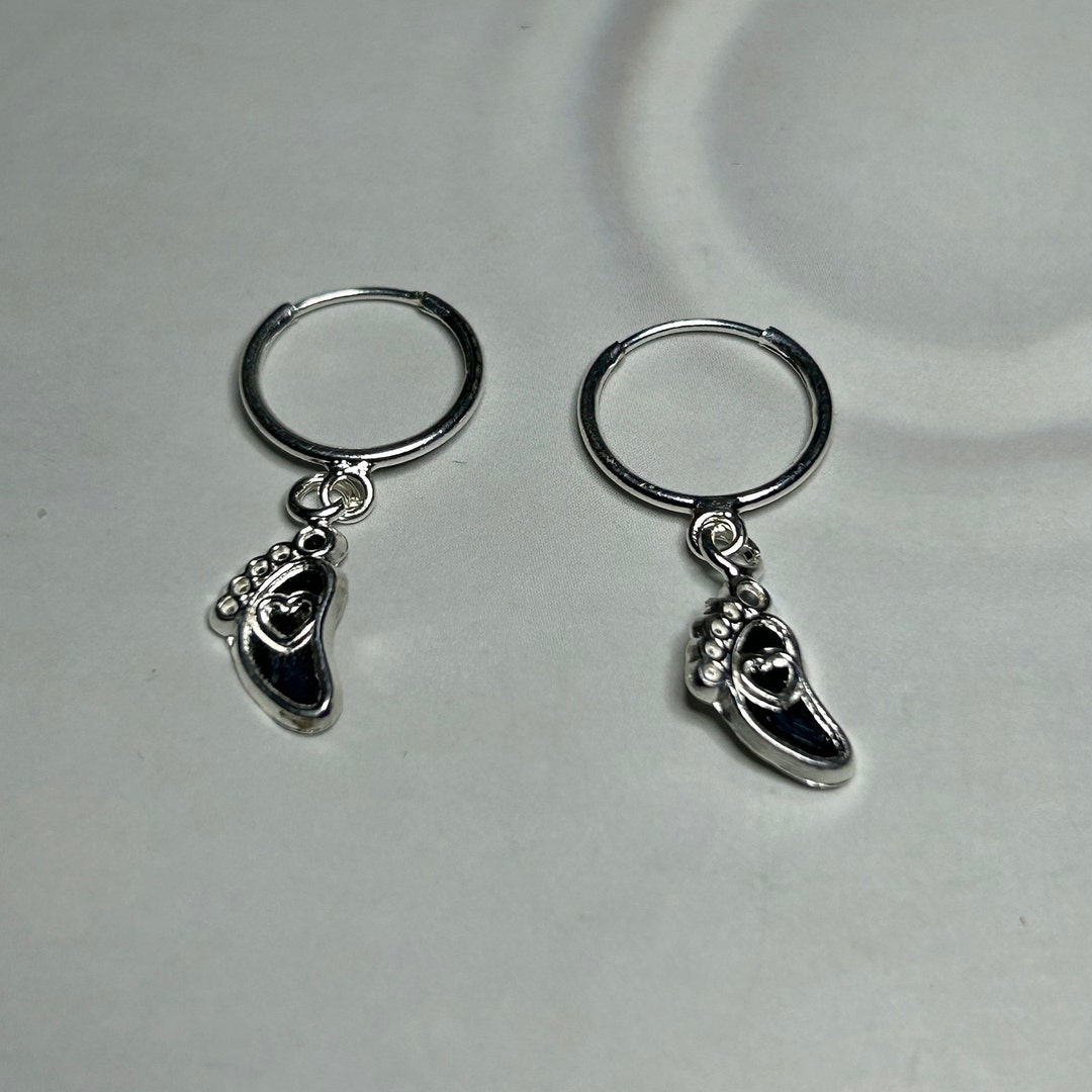 Sterling Silver Baby Feet Earrings, New Parent Gift - Etsy