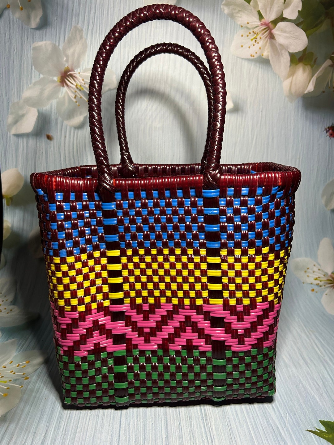 Colorful Recycled Plastic Artisan Bag, Handcrafted Bag, Reusable Bag ...