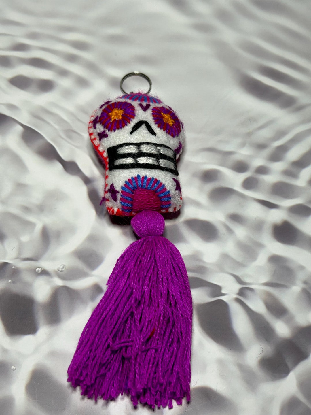 Embroidered Skull Keychain: Mexican Artistry Purse Accessory - Etsy