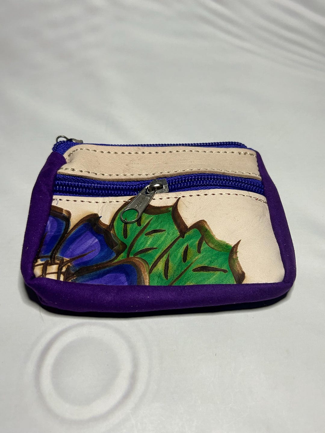 Mexican Suede Leather Flower Coin Bags, Handmade, Mexican Small Coin ...