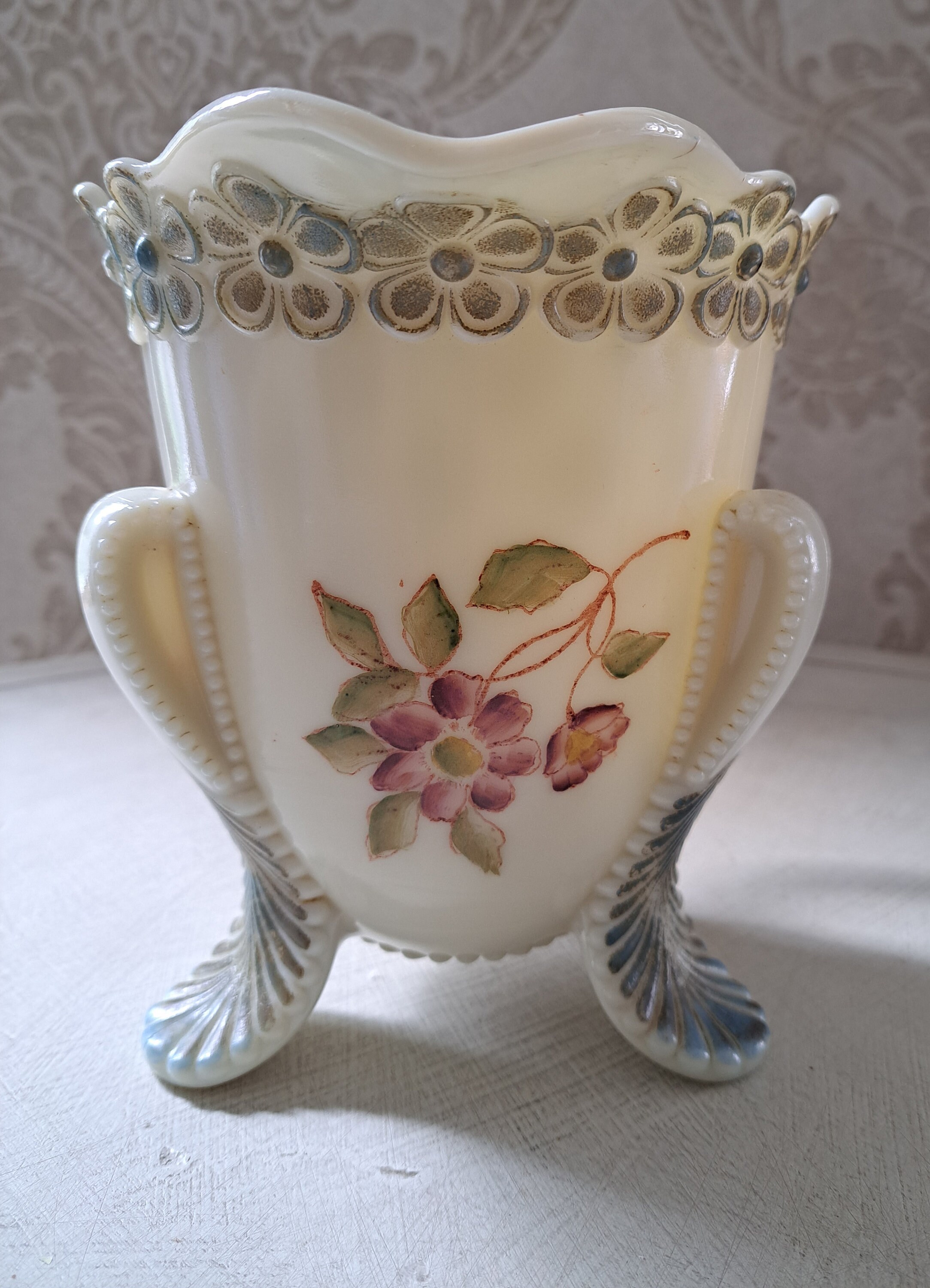 Antique US Glass Vermont Custard Glass Juice Set - Feather Handle and ...