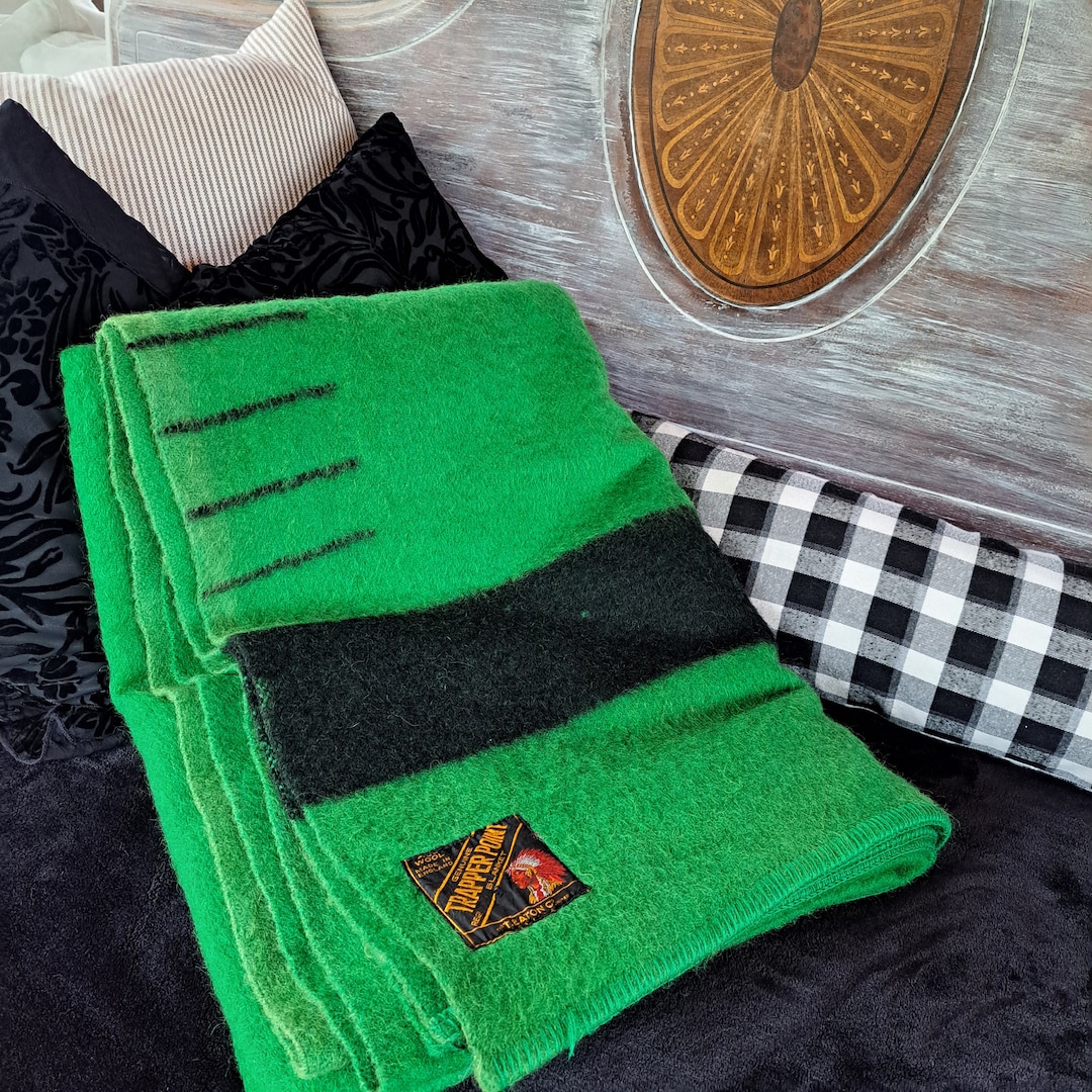 Vintage Green Trapper Point 4 Point Wool Trading Blanket - Etsy