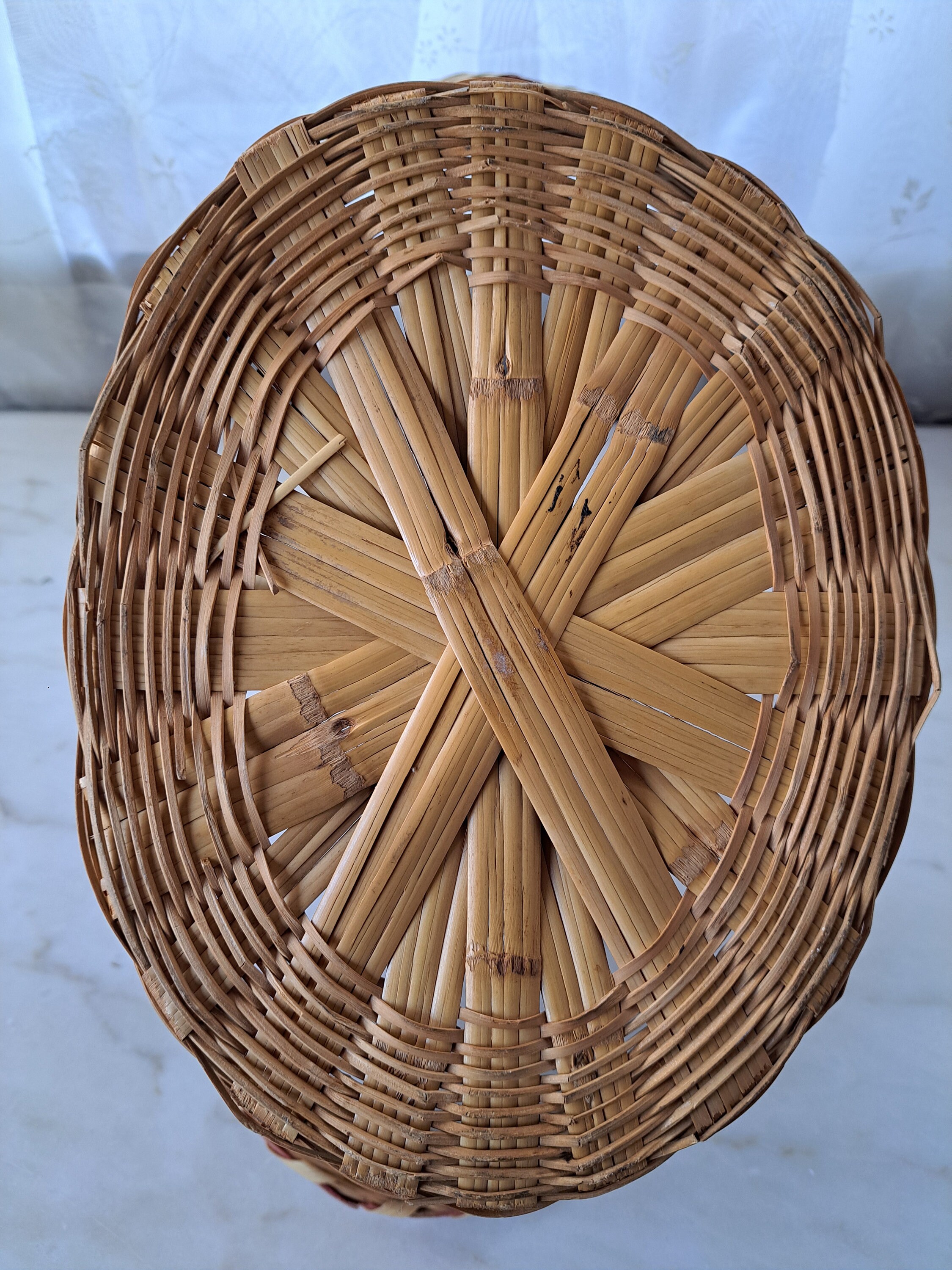 Vintage Woven, Pink Strip Gathering Basket - 1950's - Etsy