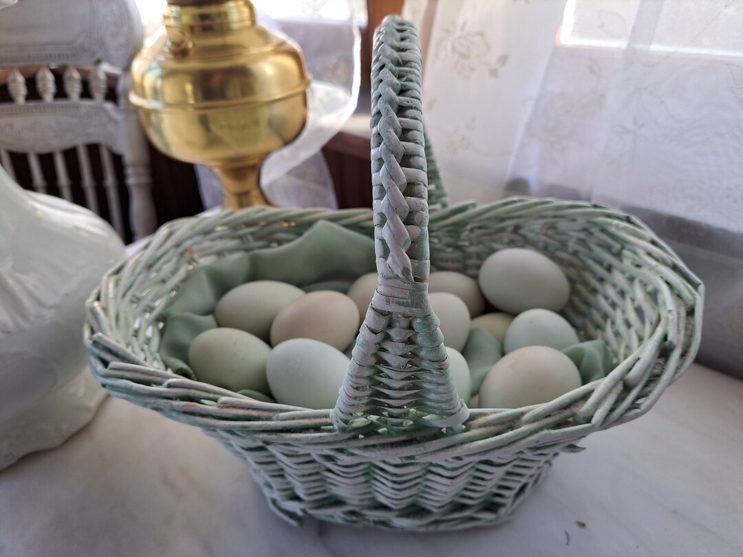 Vintage Green & Whitewash Basket - GREAT for Easter/spring Decor - Etsy
