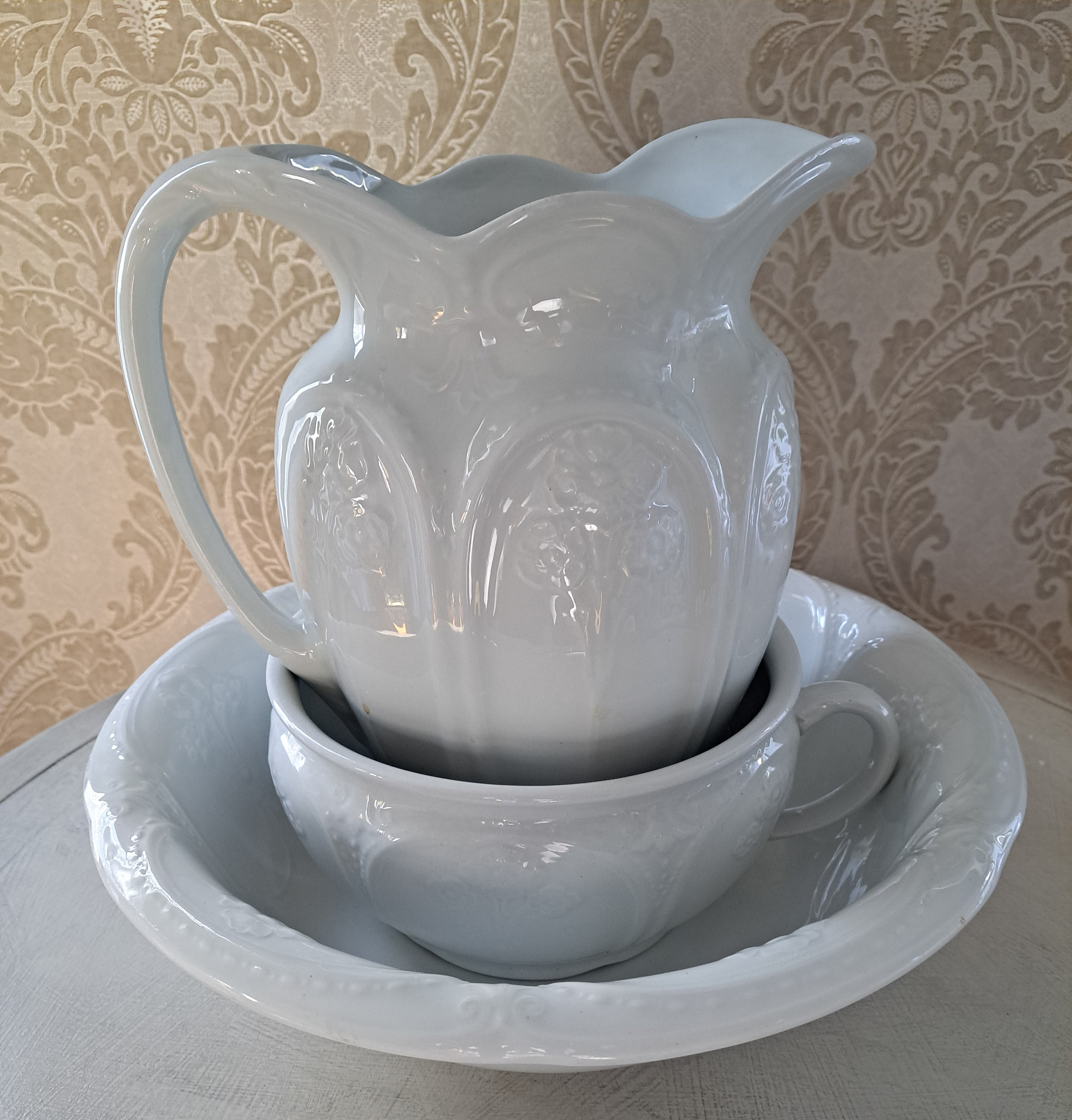 RARE - Antique J & G Meakin Sunrise Mark 3 Piece Toilet SET (ewer-basin ...