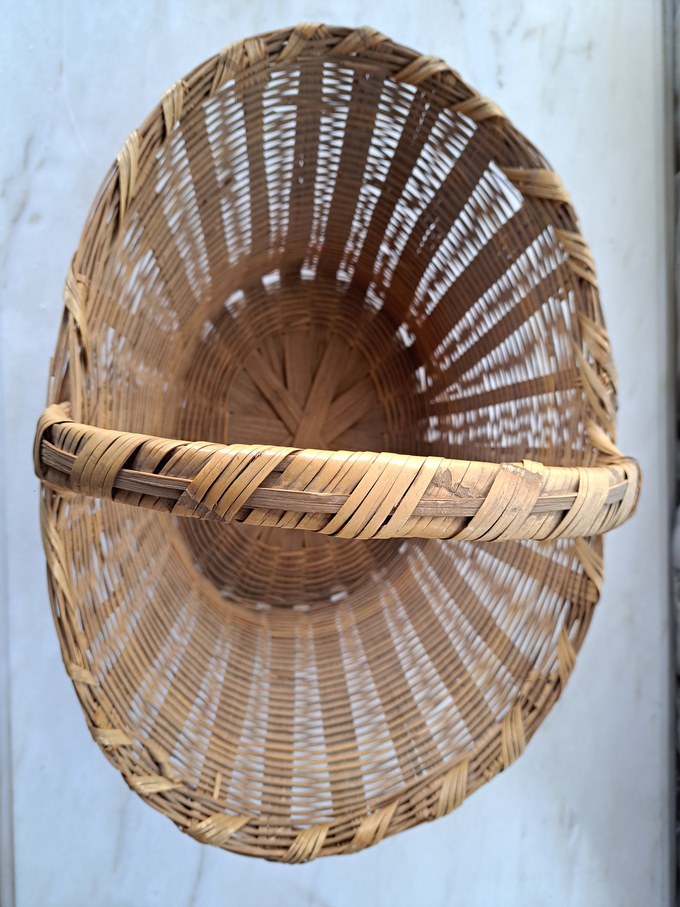 Vintage Woven, Pink Strip Gathering Basket 1950's - Etsy