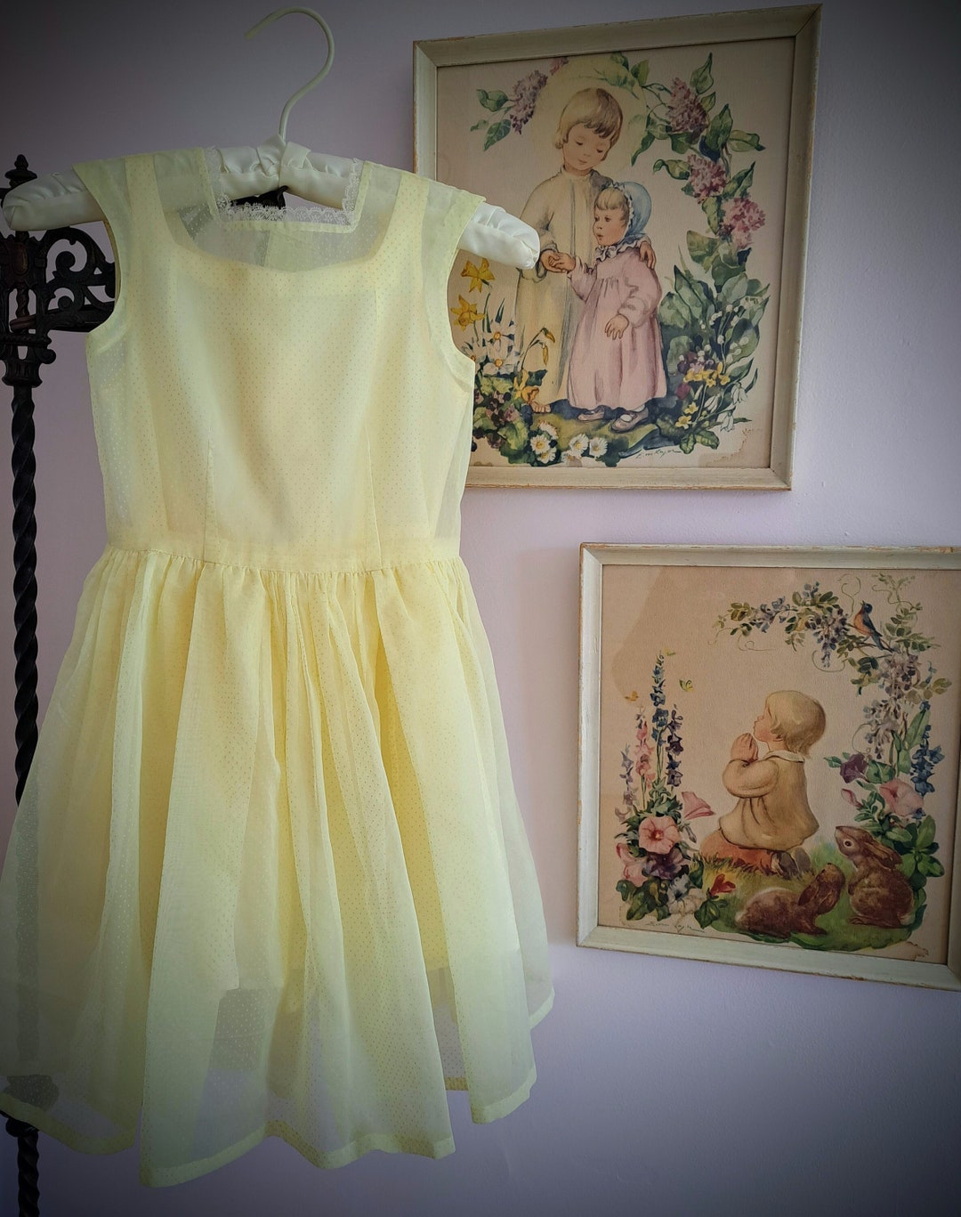 1950's Girl's Dotted Swiss Dress Yellow 2 Pc - Etsy