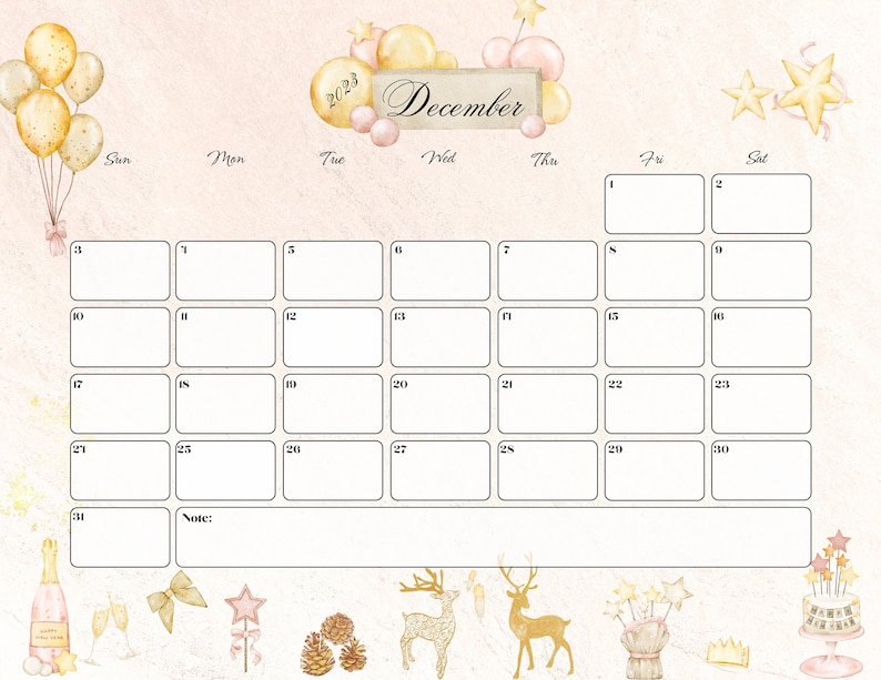 Editable & Printable December Calendar 2023 Planner Digital - Etsy