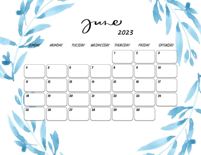 Editable & Printable June Calendar 2023 Instant Download - Etsy