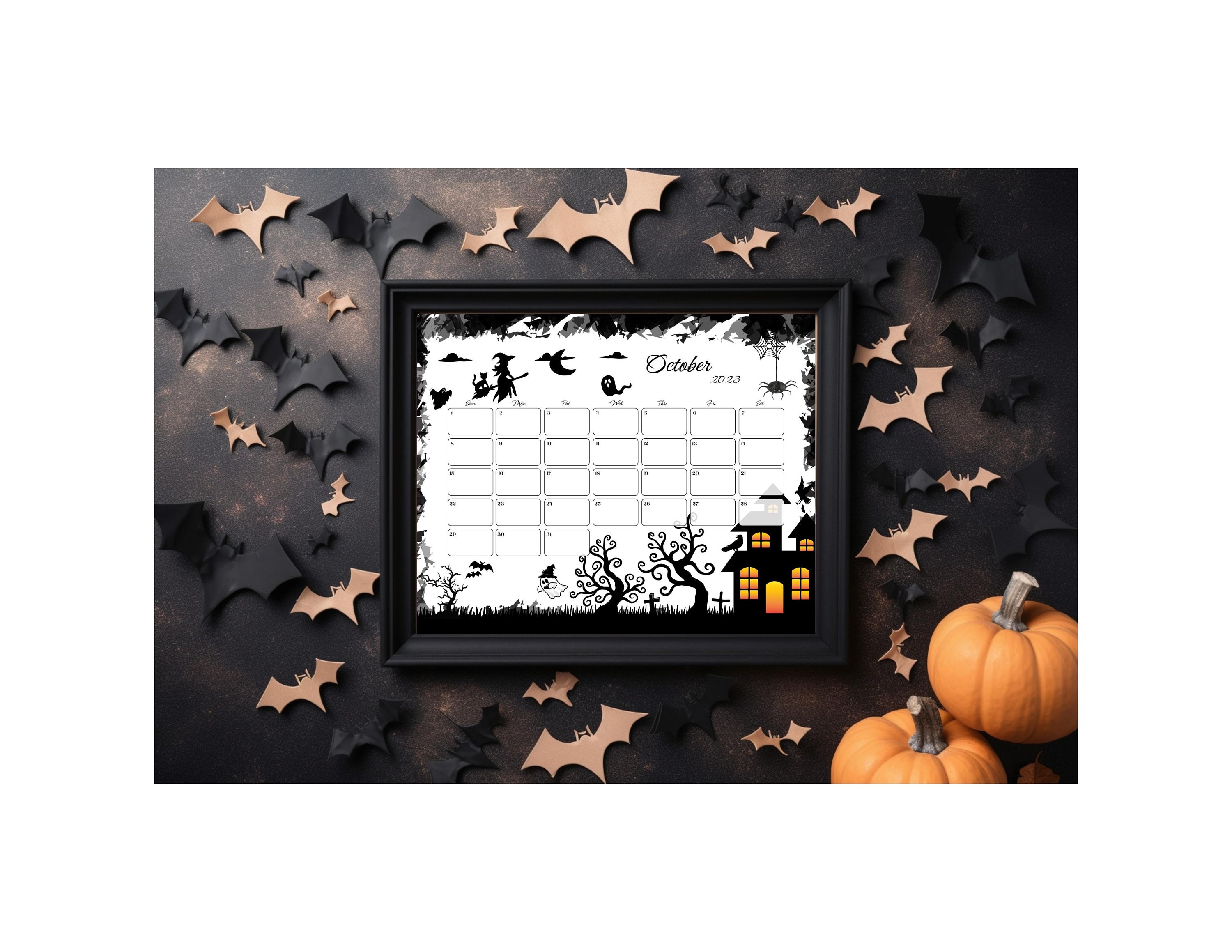EDITABLE & FILLABLE October 2023 Calendar Halloween Happy - Etsy Canada