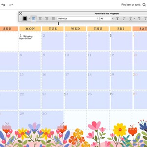 Editable Fillable Colorful Floral Digital April 2024 Calendar ...