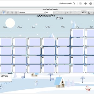 EDITABLE December 2023 Calendar Beautiful Winter With Snowman - Etsy