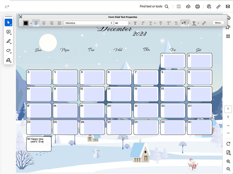 EDITABLE December 2023 Calendar Beautiful Winter With Snowman - Etsy