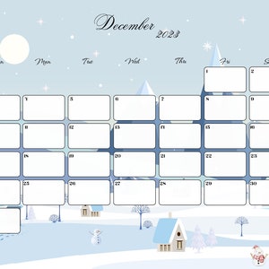 EDITABLE December 2023 Calendar Beautiful Winter With Snowman - Etsy
