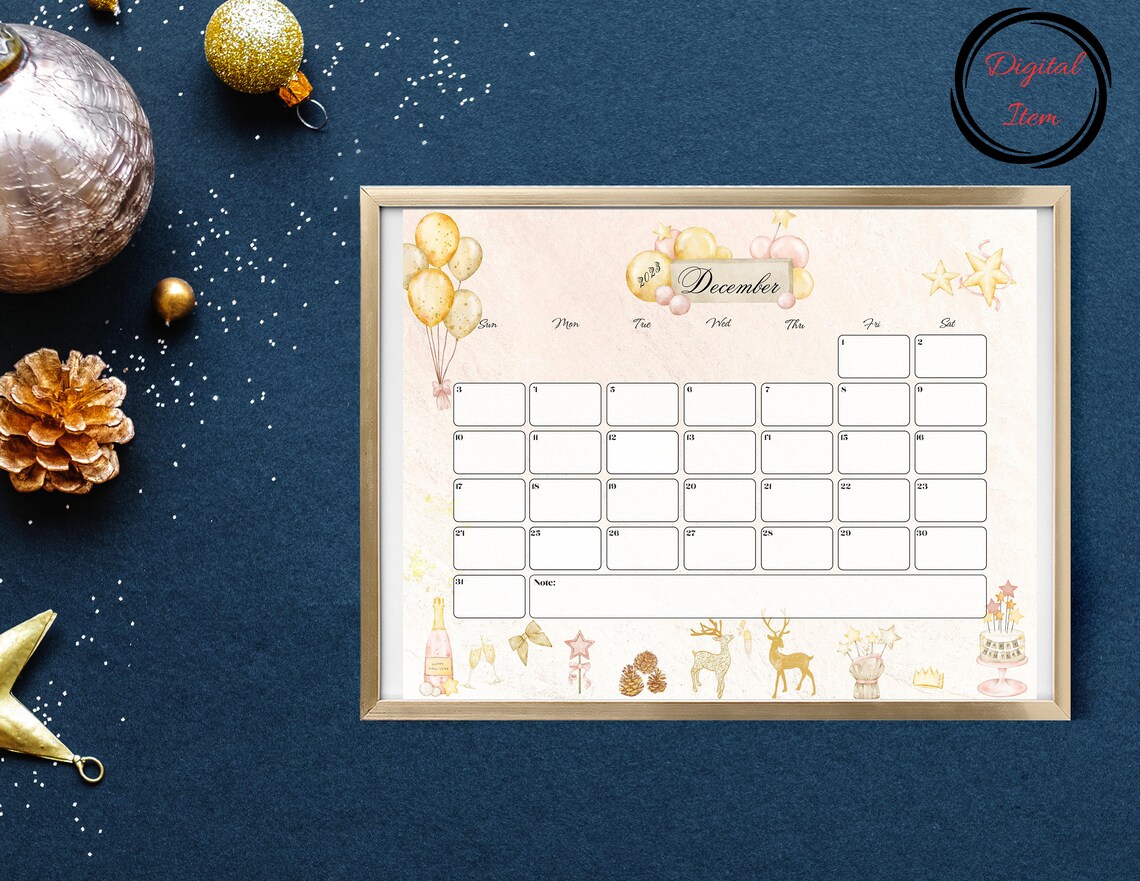 Editable & Printable December Calendar 2023 Planner Digital - Etsy