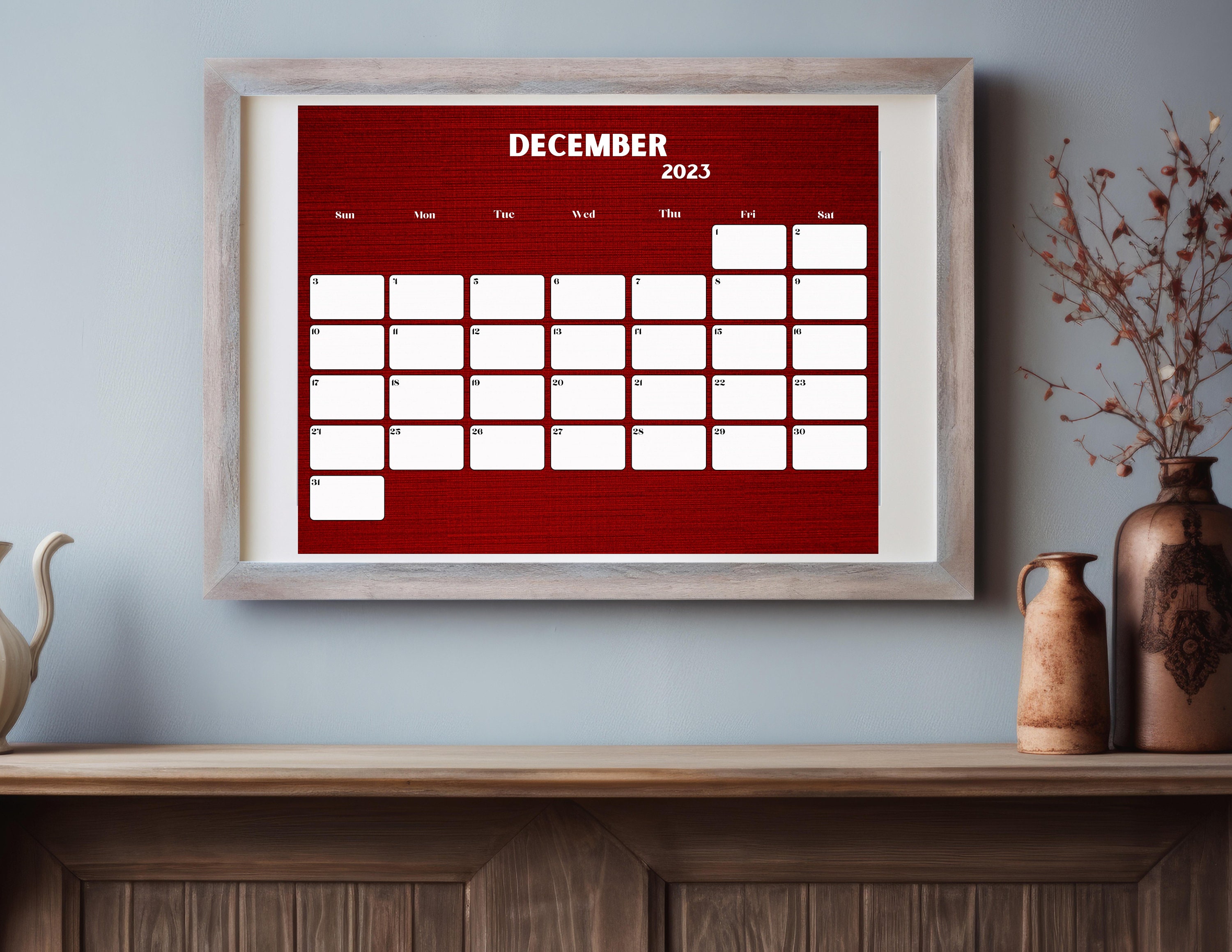 EDITABLE December 2023 Calendar December Calendar Christmas Etsy