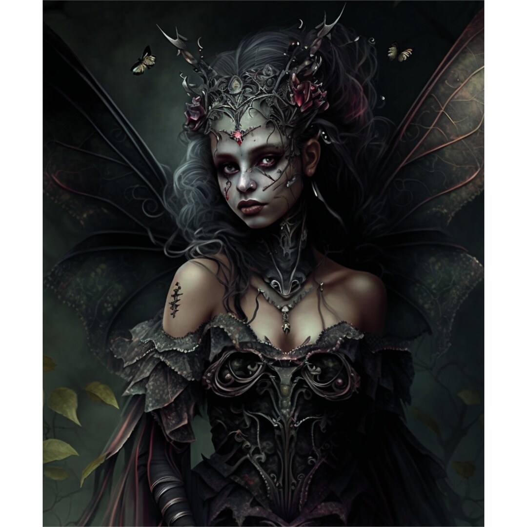 Dark-haired Gothic Fairy, Gothic Fairy, Digital Art Print, Dark Arts, Gift for Blank Wall, AI ...