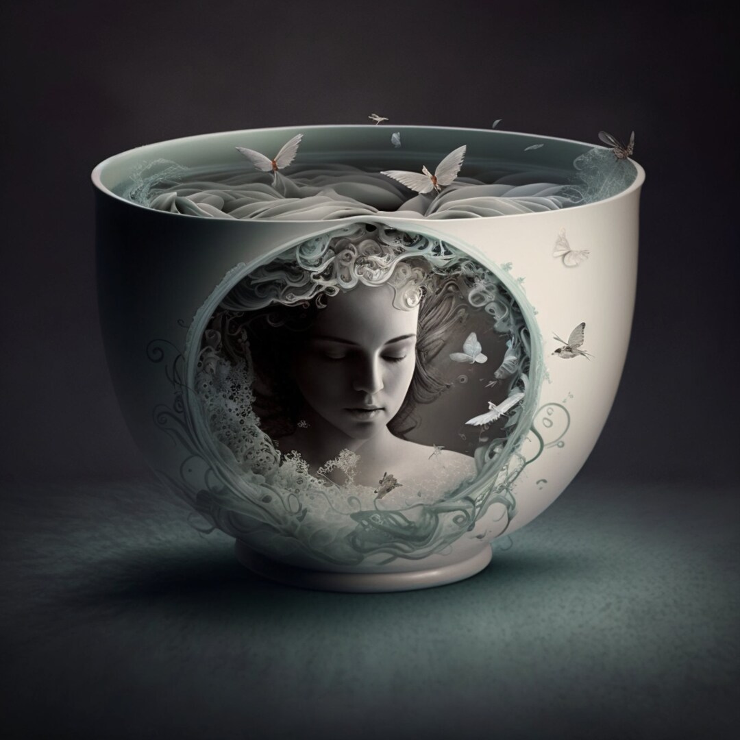 Girl in a Teacup, Digital Art, AI Digital Print, Digital Print, Gift ...