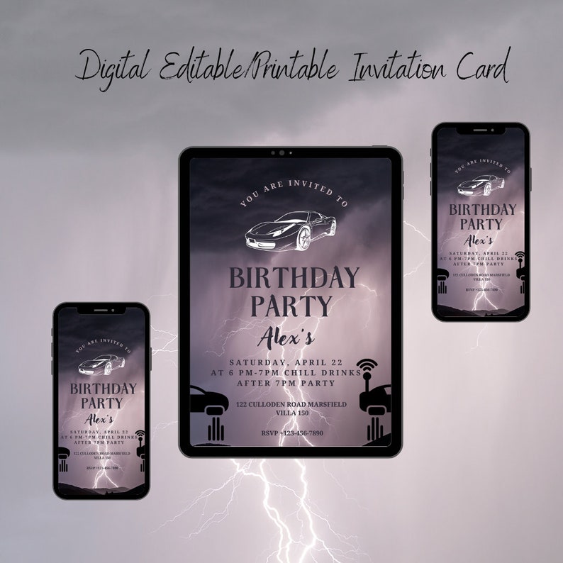 Editable Tesla Birthday Invitation, Tesla Birthday Party Invite ...