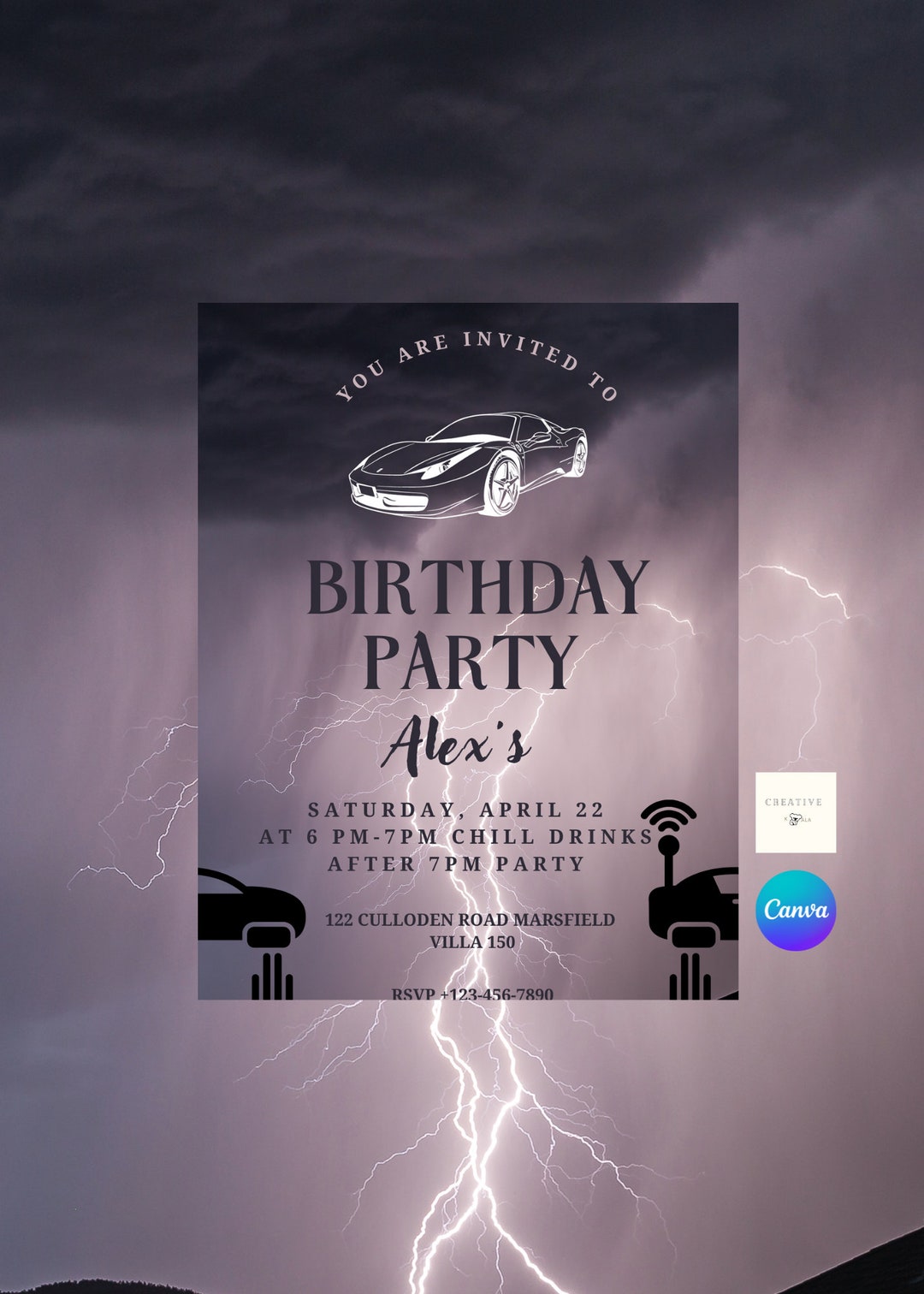 Editable Tesla Birthday Invitation, Tesla Birthday Party Invite ...