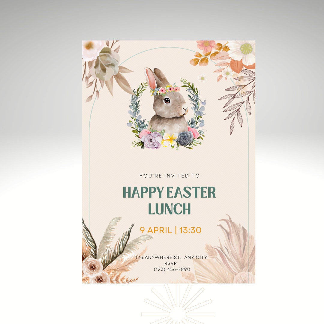 Easter Lunch Invitation, Easter Brunch Invitation, Digital Easter Lunch ...