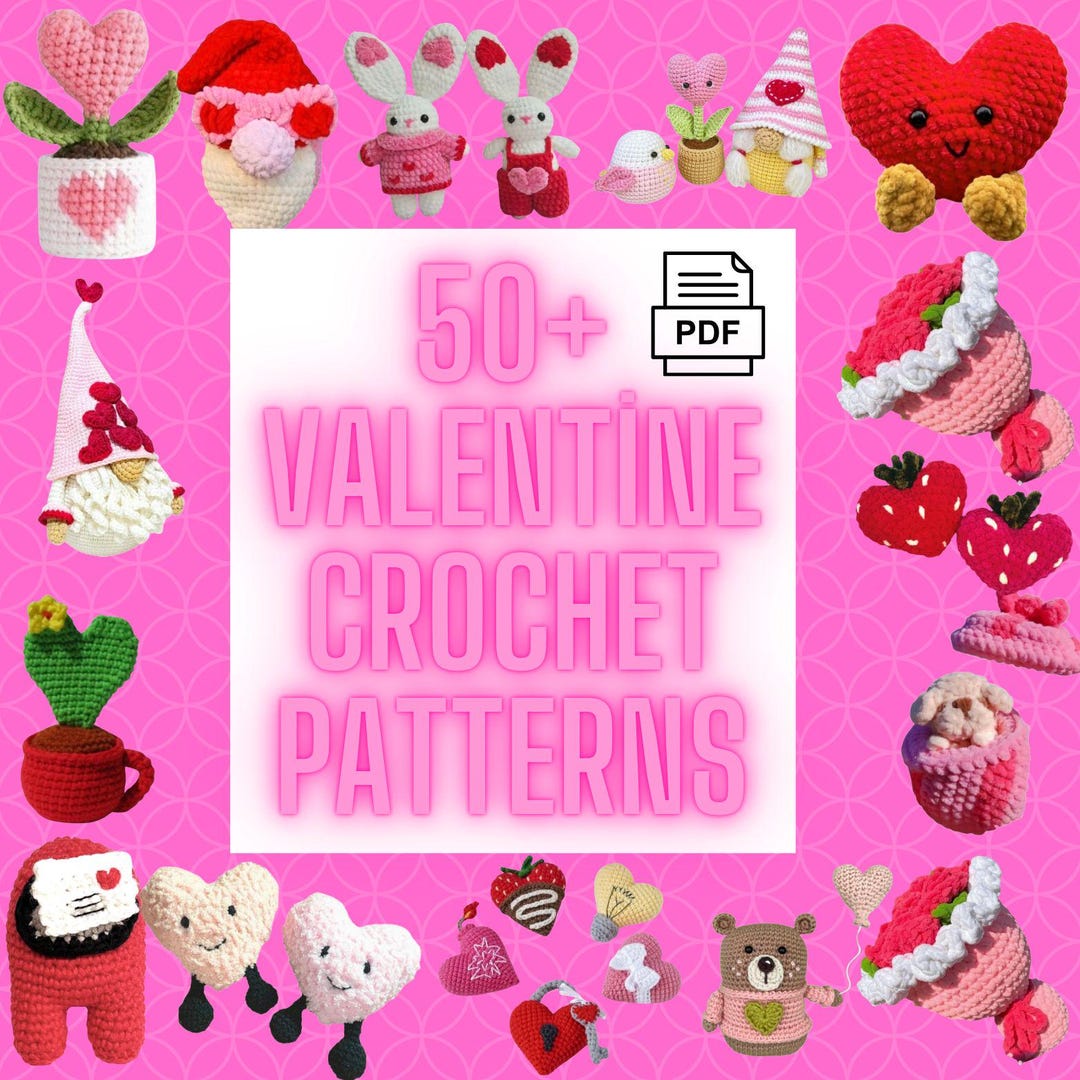 50valentines Crochet Pattern Bundle, Amigurumi Crochet Pattern Bundle ...