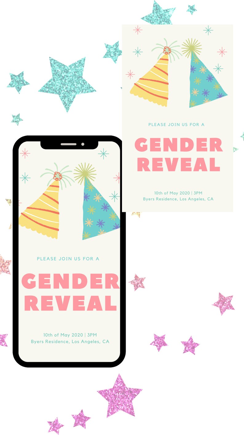 Baby Gender Reveal Party Invitation, Gender Reveal, Electronic Gender ...