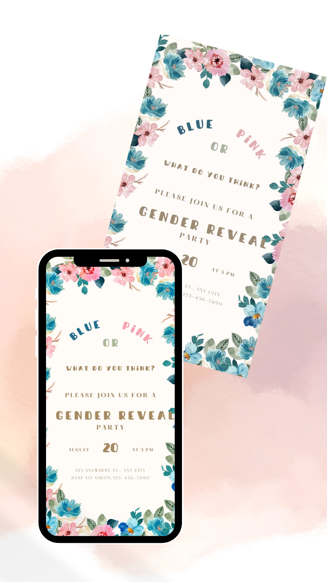 Baby Gender Reveal Invitation Digital Invitation Gender - Etsy