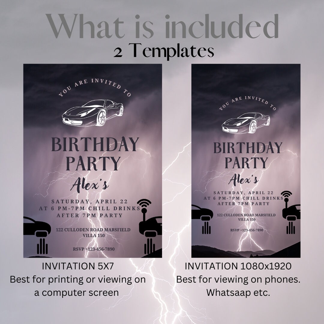 Editable Tesla Birthday Invitation, Tesla Birthday Party Invite ...
