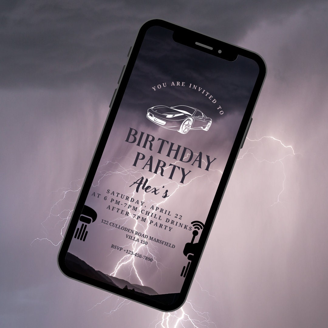 Editable Tesla Birthday Invitation, Tesla Birthday Party Invite ...