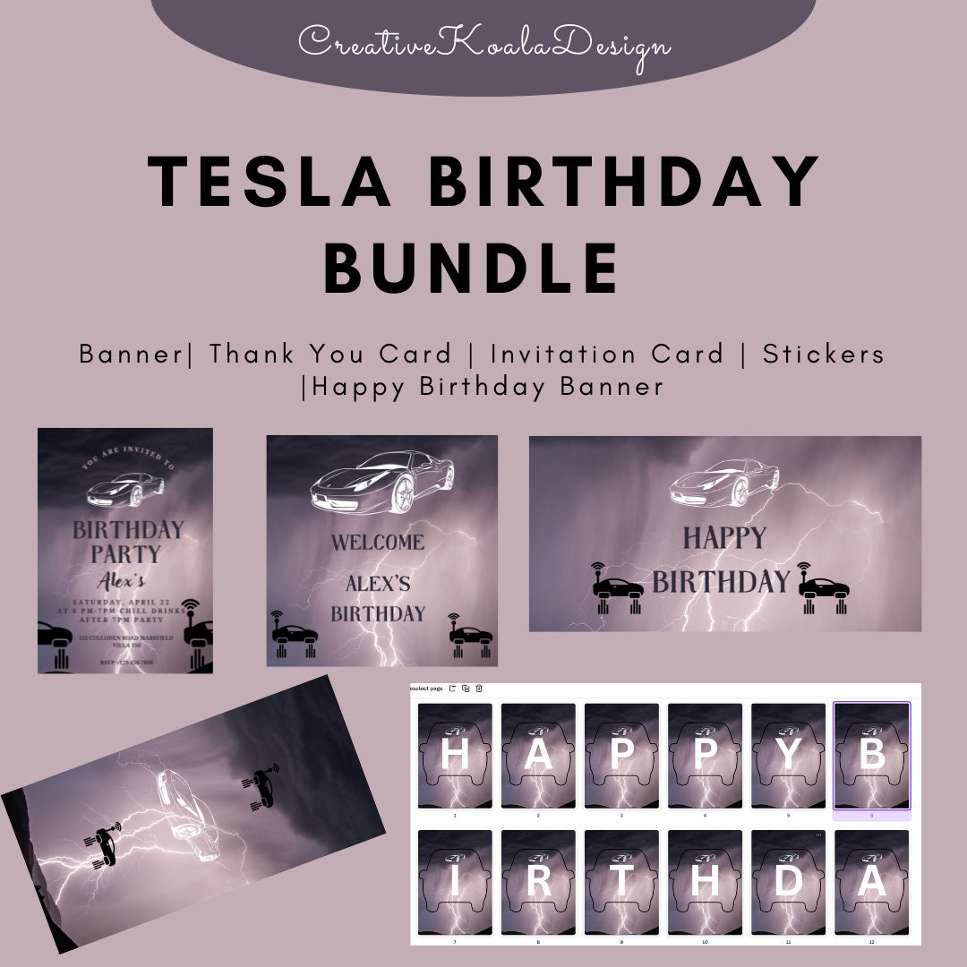 Editable Tesla Birthday Bundle,printable Tesla Party Invitation ...
