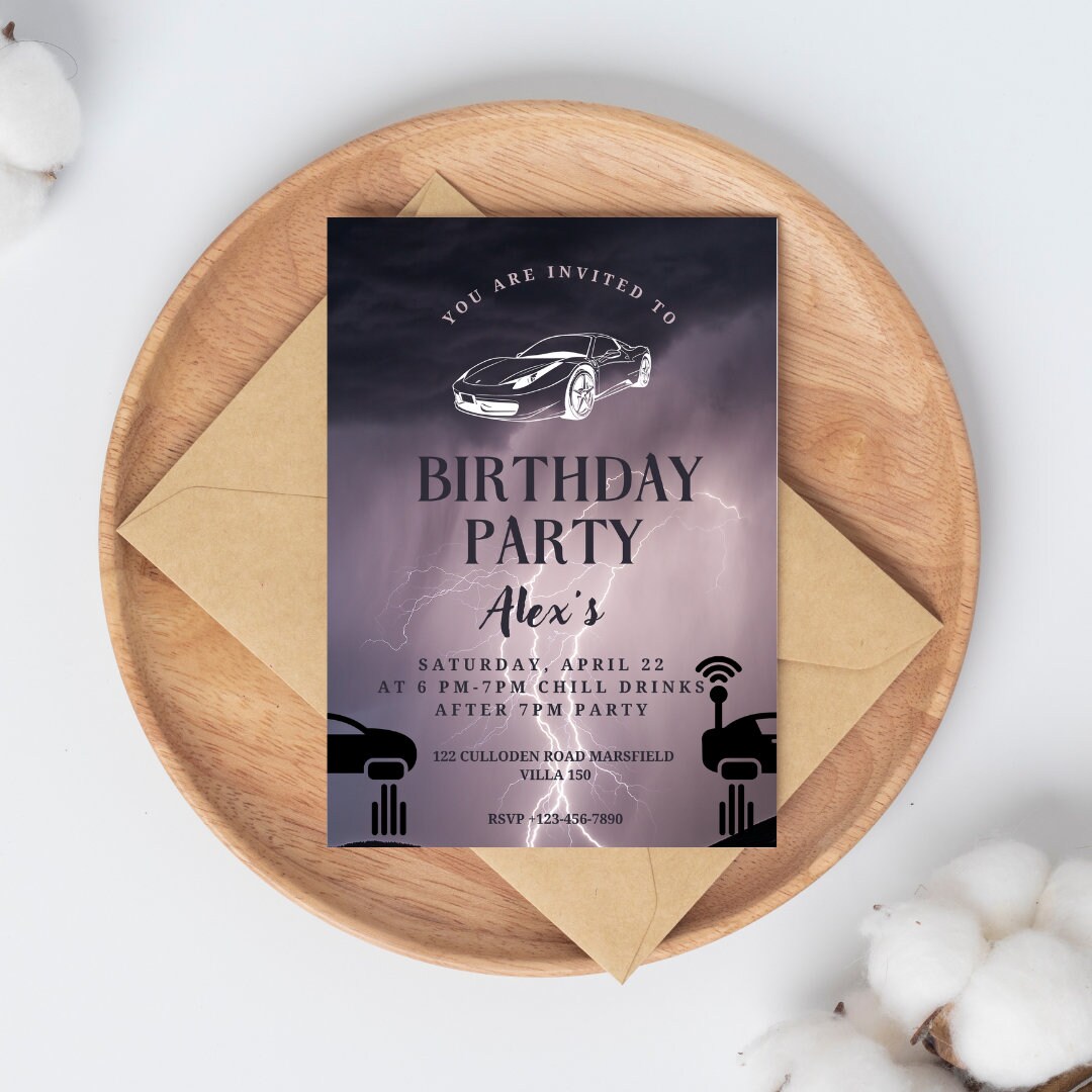 Editable Tesla Birthday Invitation, Tesla Birthday Party Invite ...