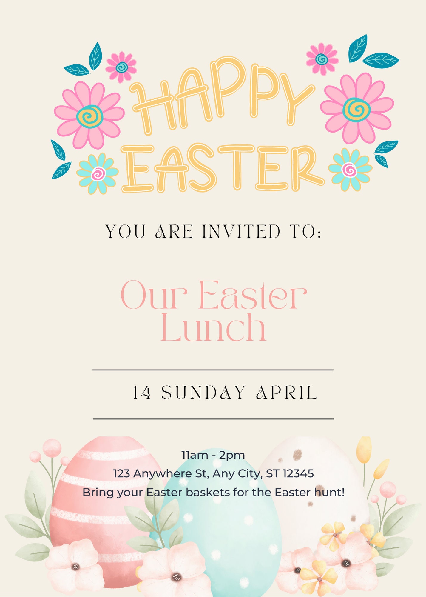 Digital Easter Lunch Invitation, Easter Brunch Invitation, Digital ...