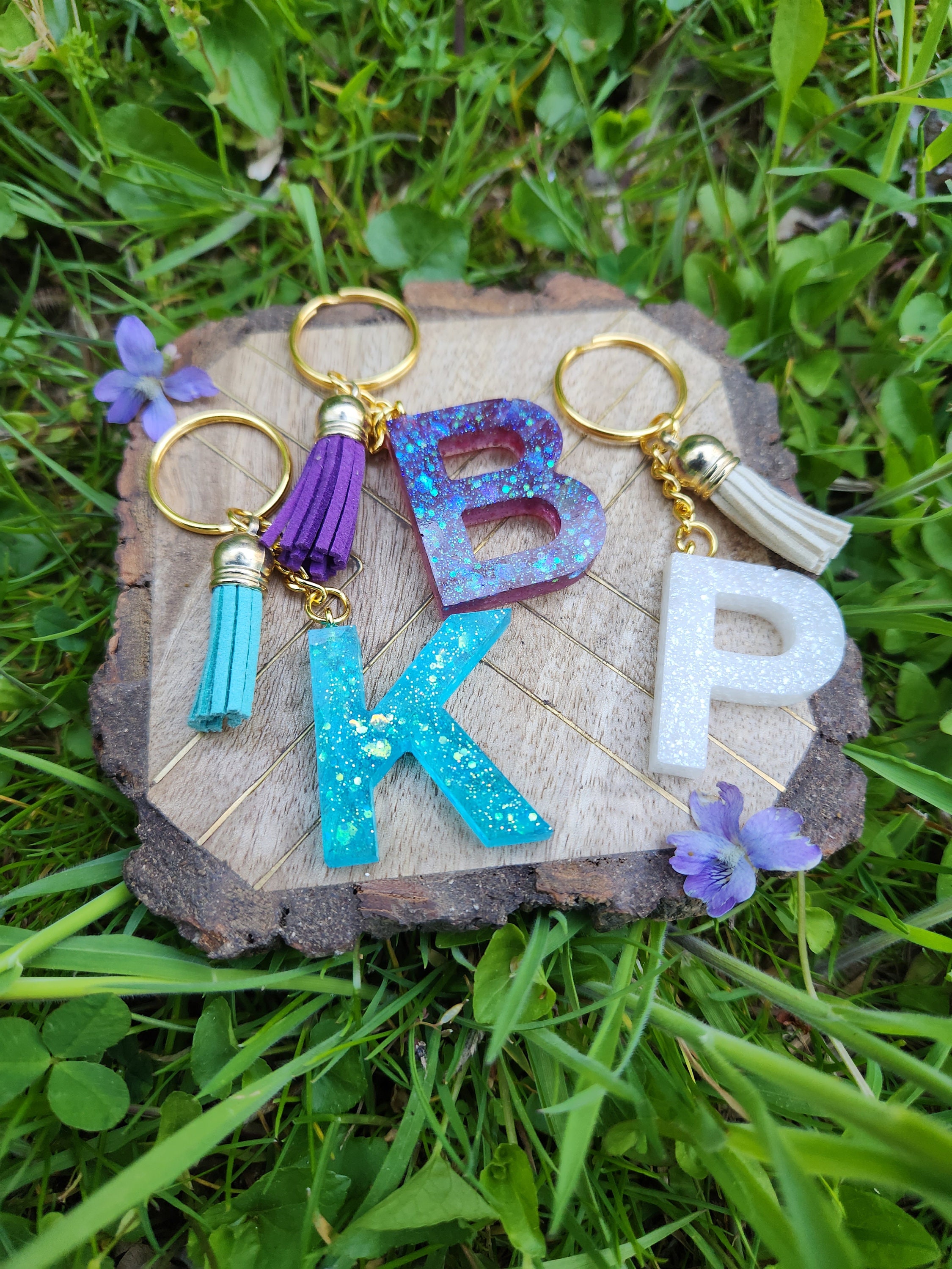 Holographic Glitter Letter Keychain - Etsy