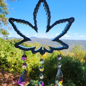 Pot Leaf, Marijuana Crystal Resin - Glow in the Dark Suncatcher ...