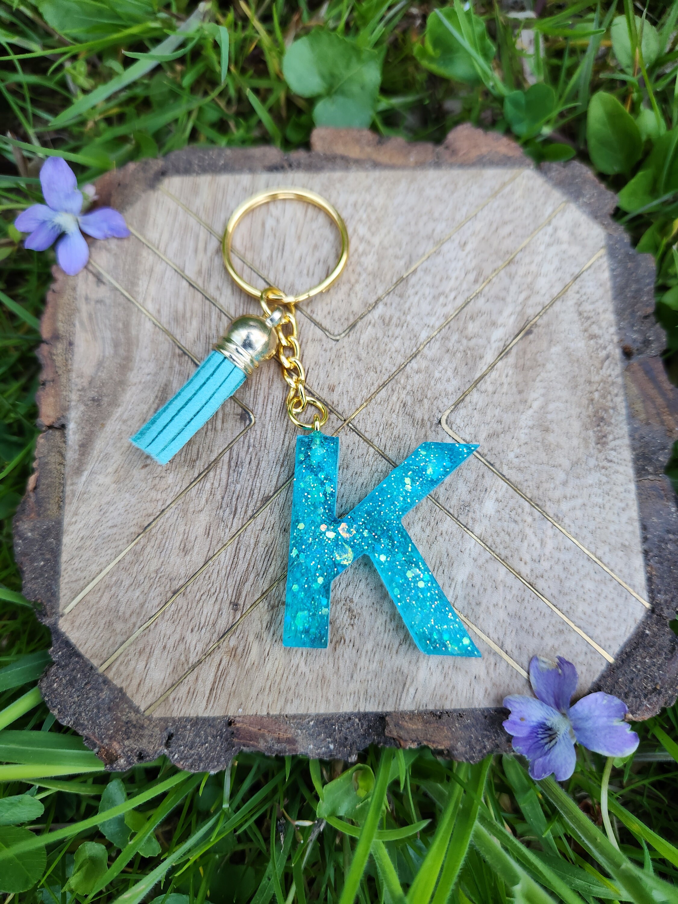 Holographic Glitter Letter Keychain - Etsy