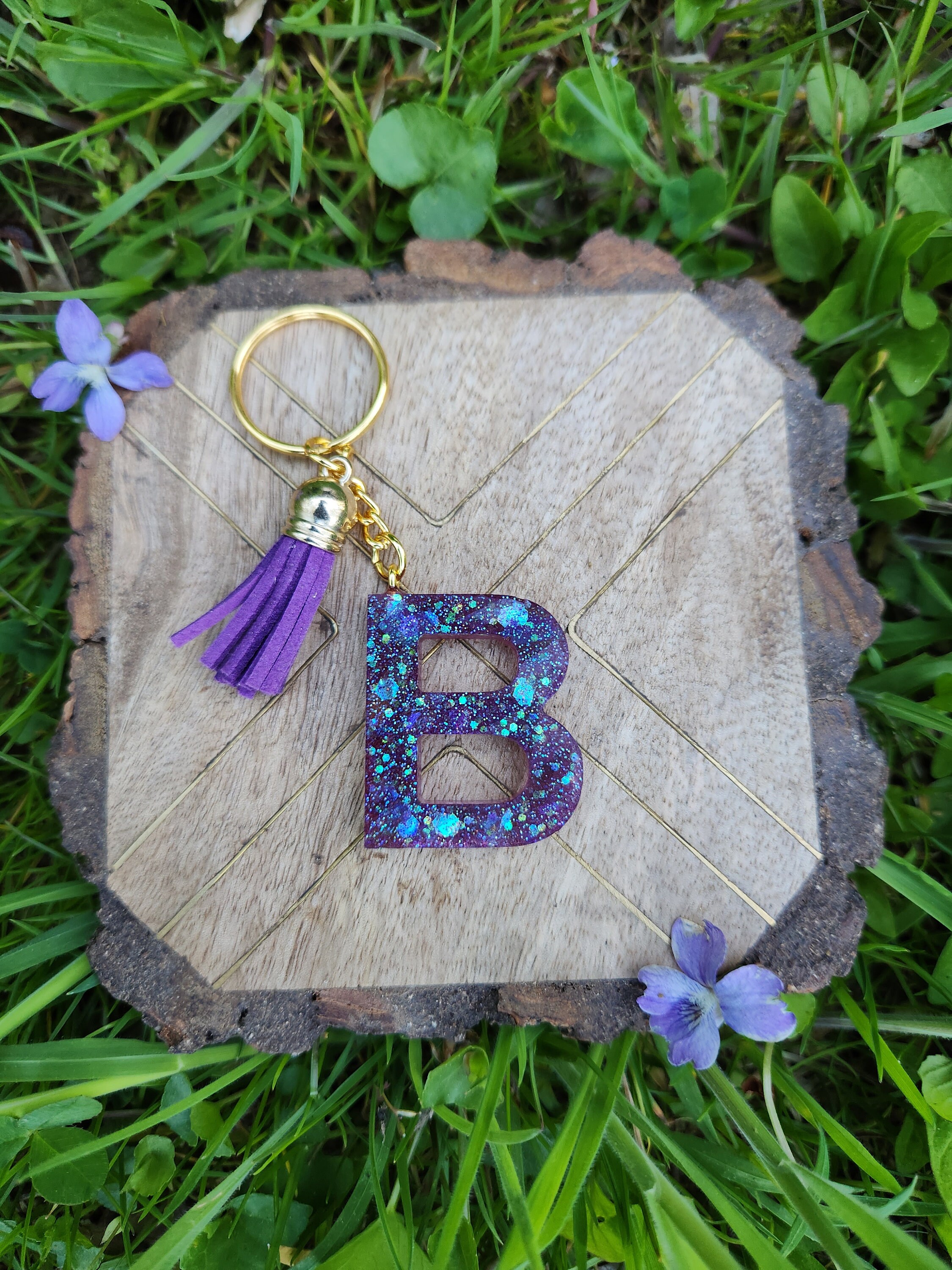 Holographic Glitter Letter Keychain - Etsy