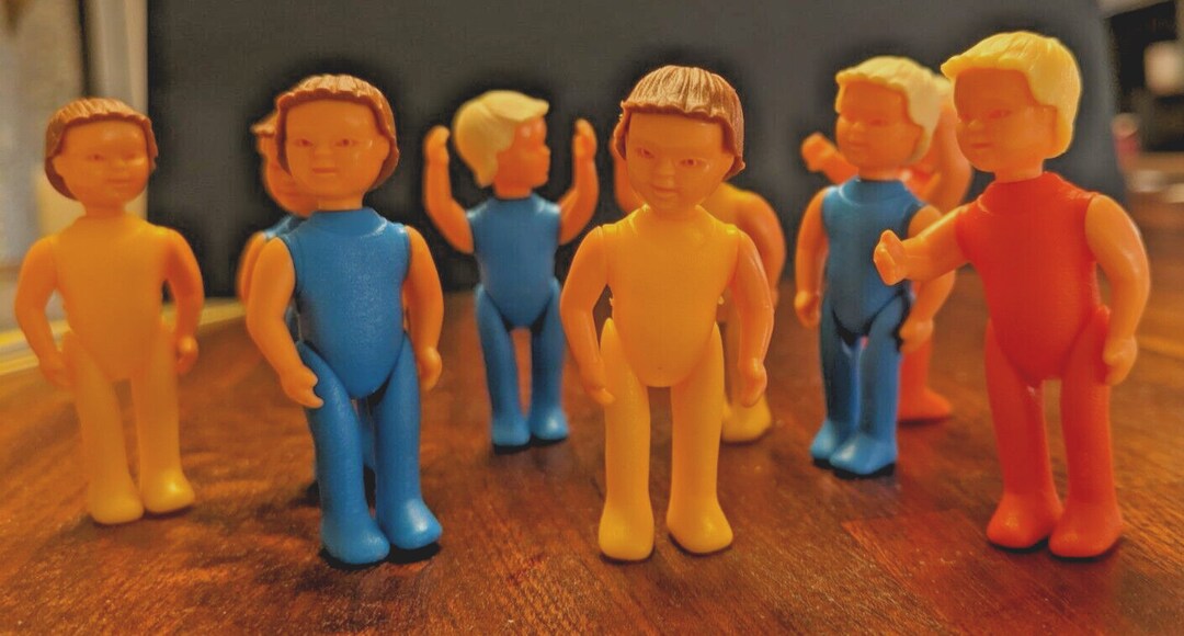 9 Vintage Miniature BRUDER Posable Dolls From Germany for Dollhouse ...