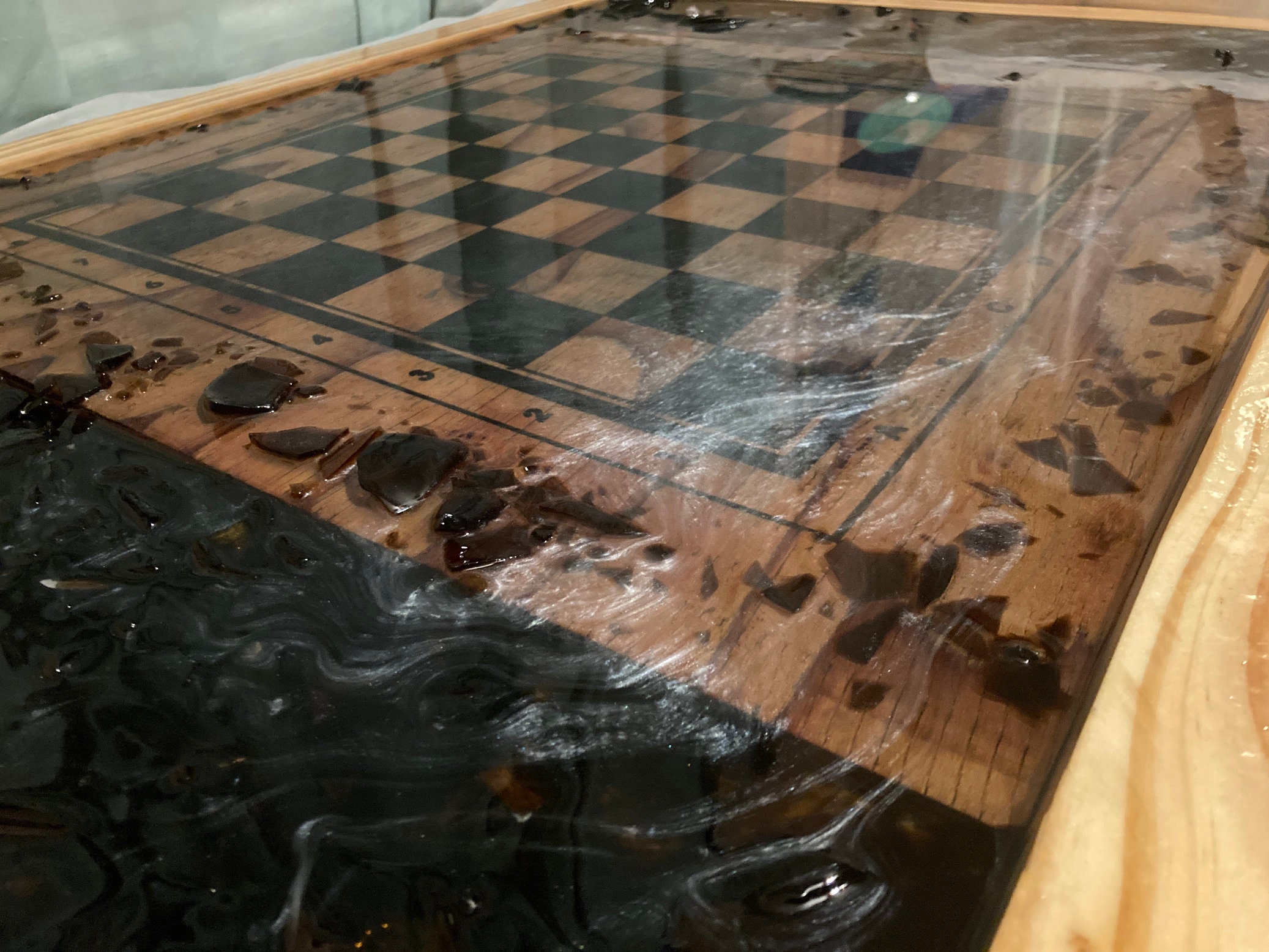 Broken Glass Chess Board Pattern Countertops/tabletops/mantles/vanities ...