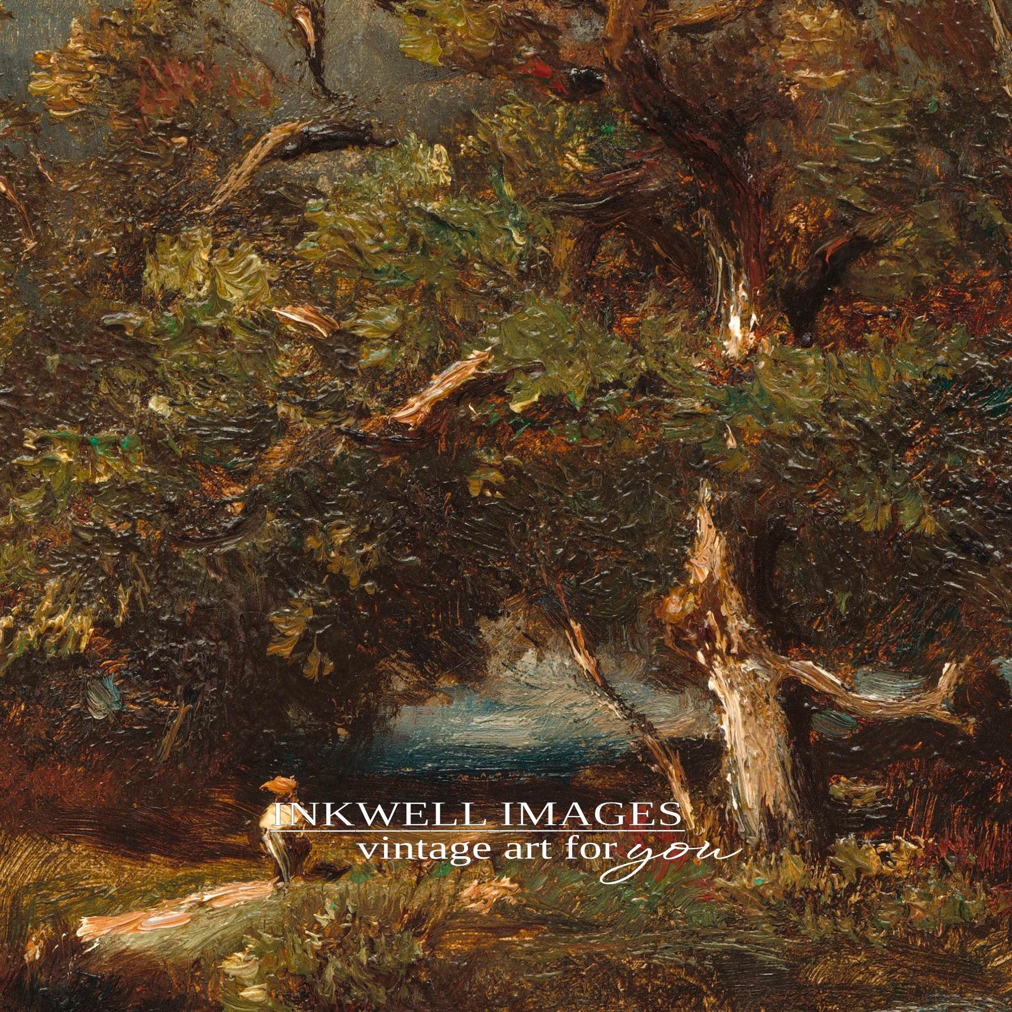 Vintage Oak Tree Oil Painting the Old Oak Tree Landscape Wall Art ...