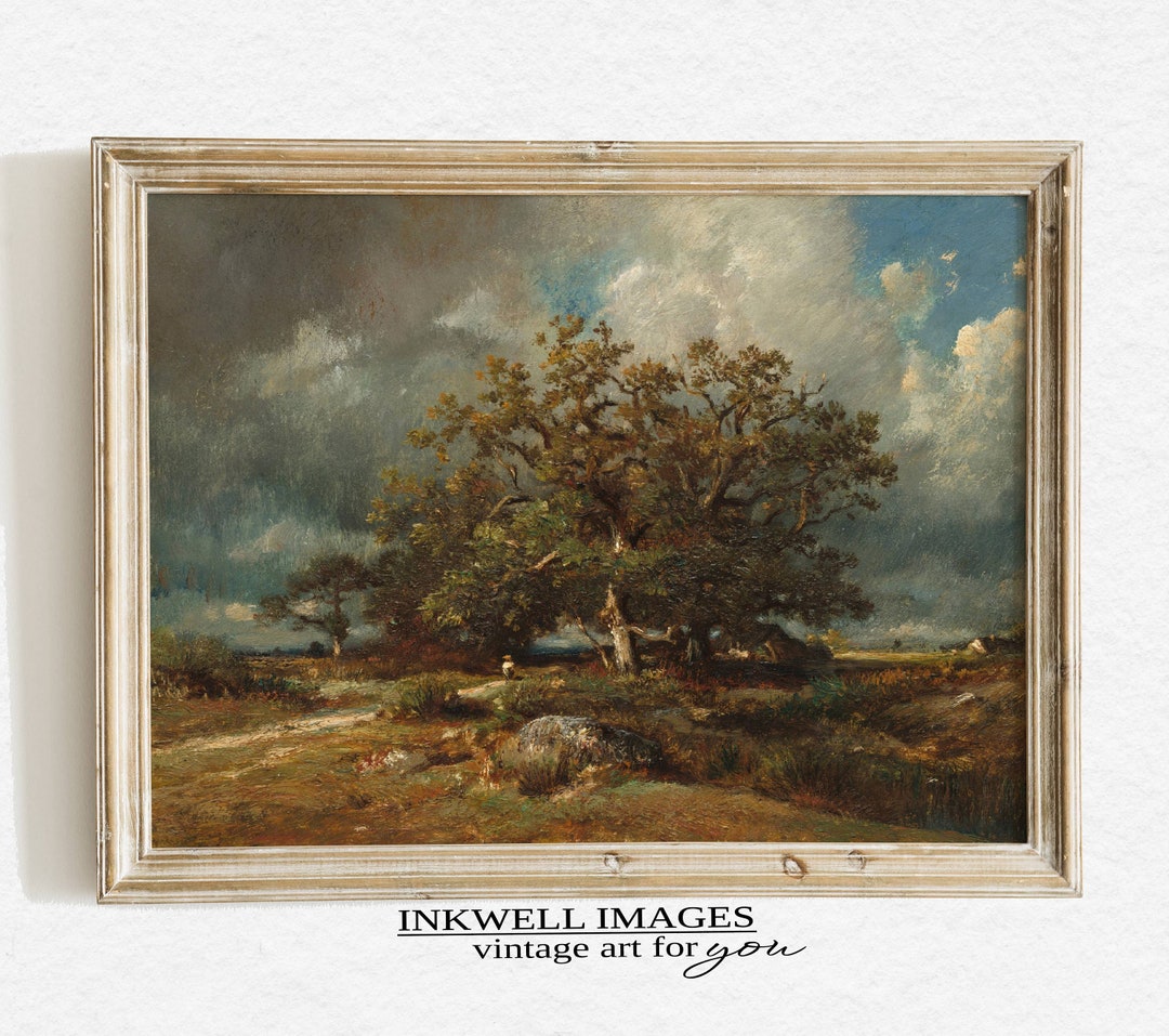 Vintage Oak Tree Oil Painting | the Old Oak | Tree Landscape Wall Art ...