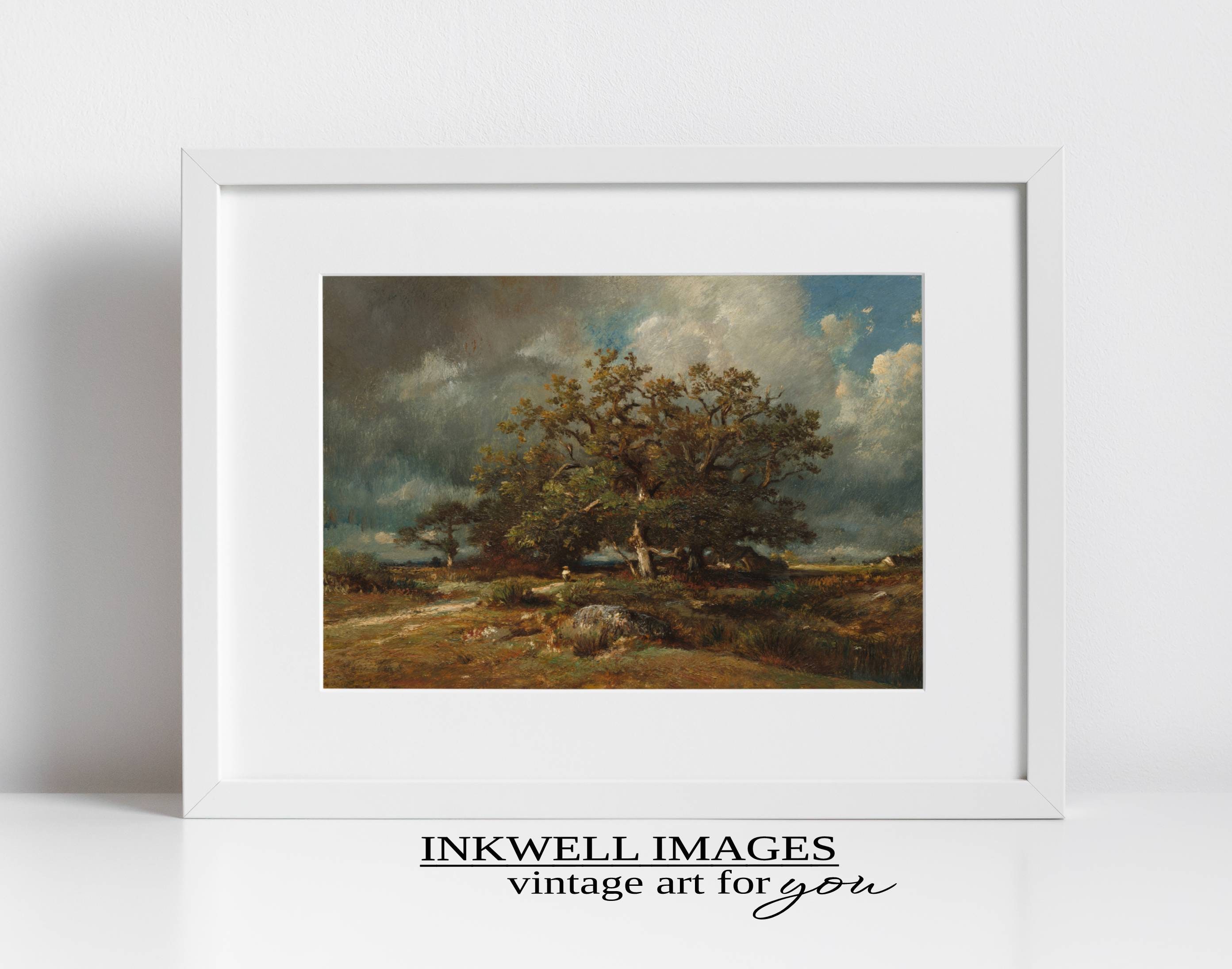 Vintage Oak Tree Oil Painting the Old Oak Tree Landscape Wall Art ...