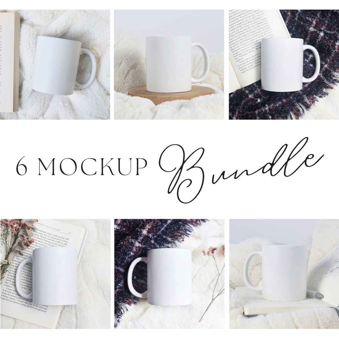 Mug Mockup 11oz Bundle | Cozy Collection | 6 Ceramic White Coffee Cup ...
